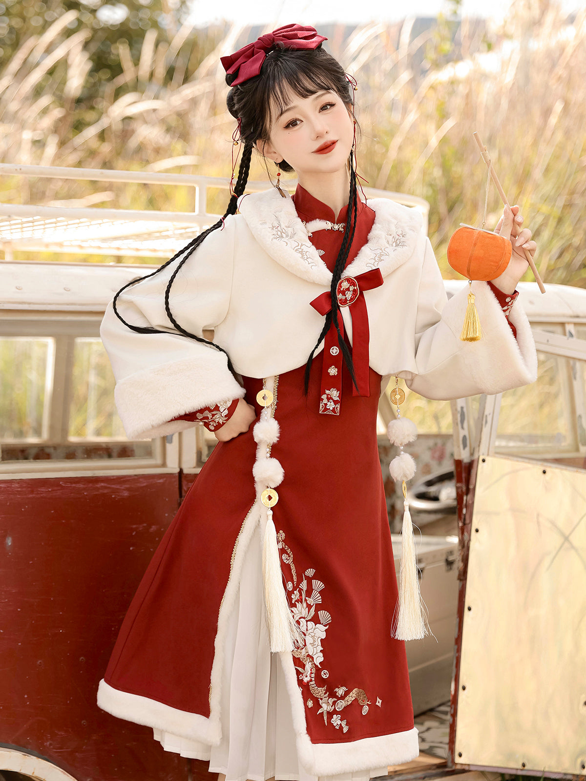 Han Element Series 2025 Hanfu Modified Qipaos Rosy – Hanfu Shop