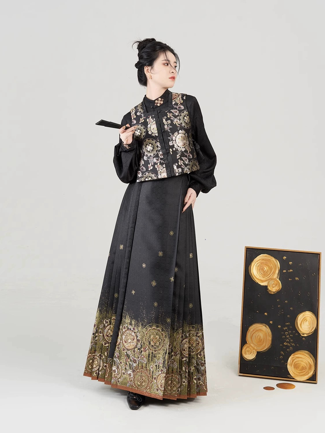 Weaving Modern Hanfu Golden Flower Jade Mirror – Hanfu Shop
